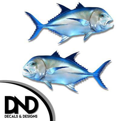 Giant Trevally - Fish Decal Fishing Hunting Bumper Sticker "3in SET" F ...