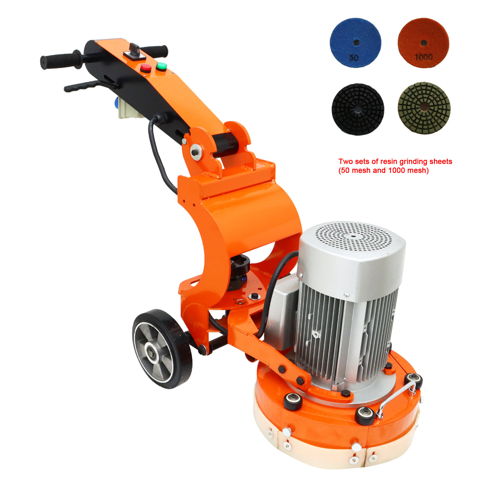220V Walk-behind Polisher Concrete Floor Grinder W/3 Grinding Heads 3HP ...