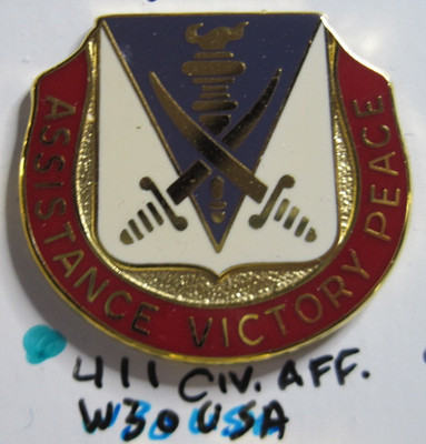Army crest DUI DI CB clutchback 411th CIVIL AFFAIRS BRIGADE ca bde w30 ...