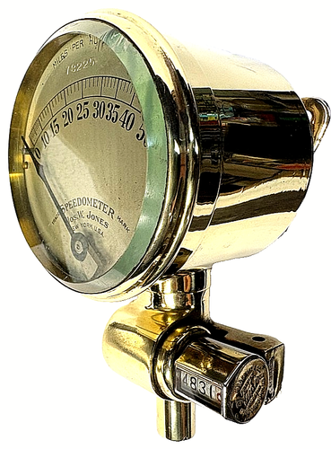 EARLY JONES BRASS SPEEDOMETER WITH VEEDER ODOMETER MODEL T FORD PACKARD ...