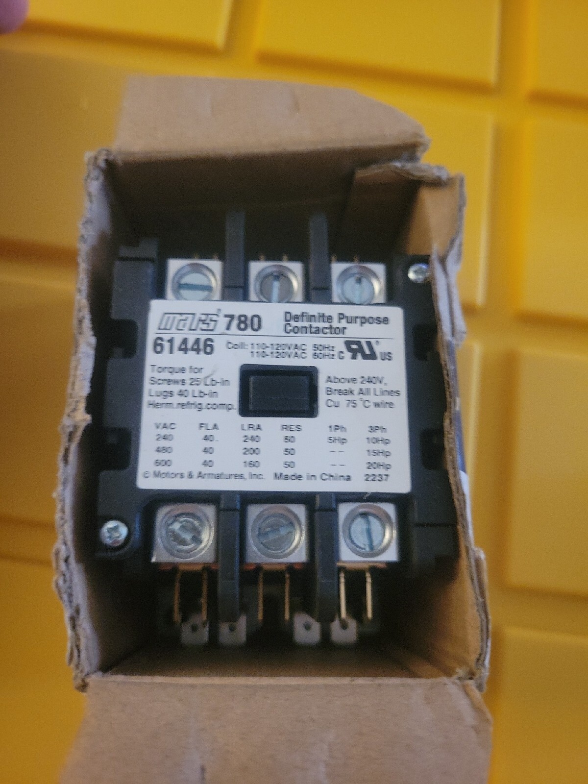 MARS 780 DEFINITE PURPOSE CONTACTOR 61446, 3P, 40A, 110-120V COIL | eBay