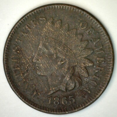 1865 Indian Head Bronze One Cent 1c US Penny Circulated Fine Coin | eBay