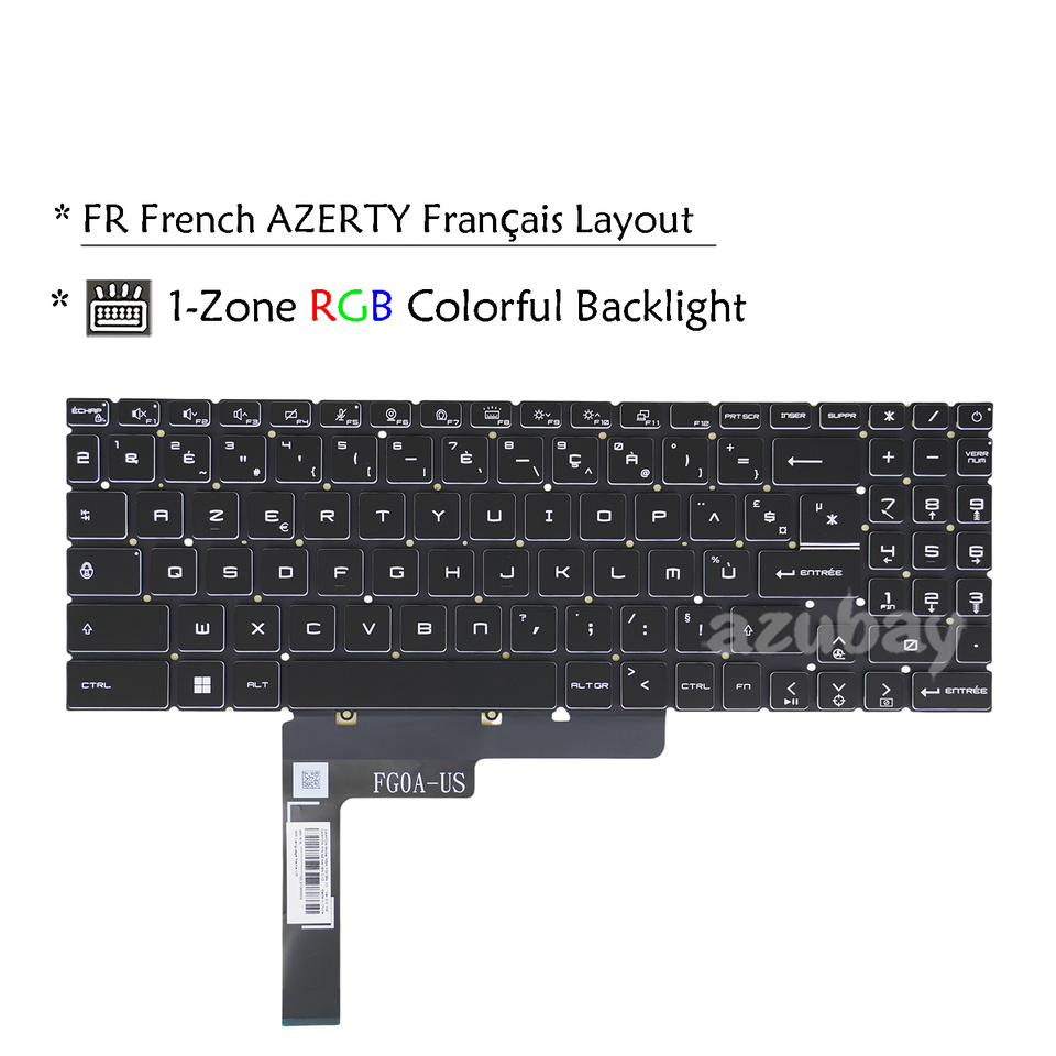US UK FR NE RU SP Keyboard For MSI V203222BK V203222CJ V203222CK2, RGB ...