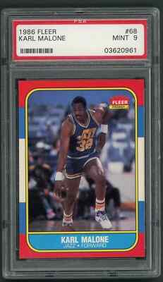 Karl Malone 1986 Fleer Rookie #68 - PSA 9 - Great Eye Appeal / Centered ...