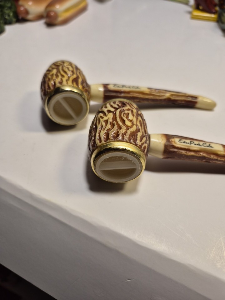 VINTAGE Salt and Pepper Shakers Pipes Faux Antler Stag Horn Souvenir ...