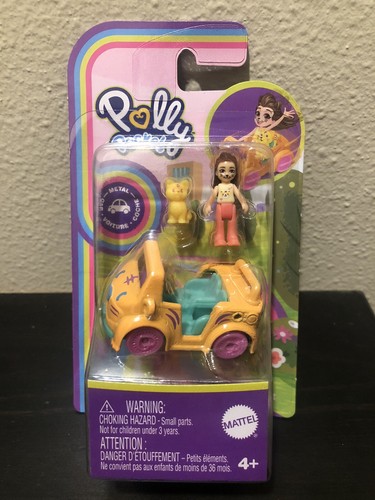 Polly Pocket Pollyville Micro Doll Orange Die-cast Cat Inspired Car ...