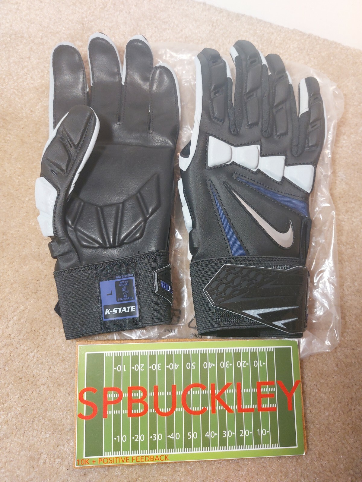 NIKE HYPERBEAST 2.0 NCAA KANSAS STATE WILDCATS LINEMEN FOOTBALL GLOVES ...