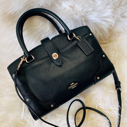 with tags Coach 37779 Mercer Satchel 24 light gold black Grain Leather ...