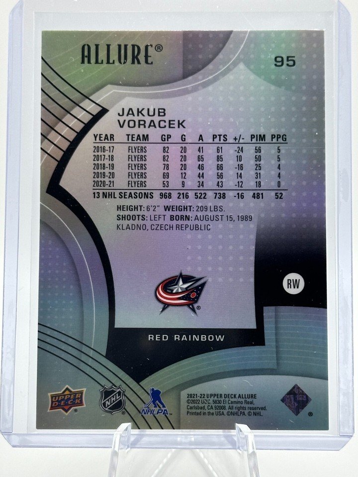 2021-22 Upper Deck Allure Red Rainbow Jakub Voracek - Columbus Blue ...