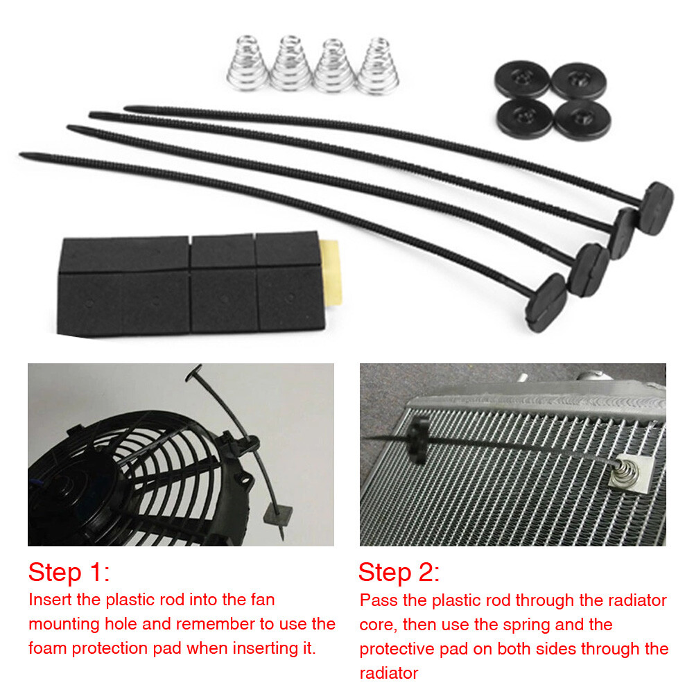 Tie Rod Car Cooling Foam Pad Durable Radiator Electric Fan Mounting Kit ...