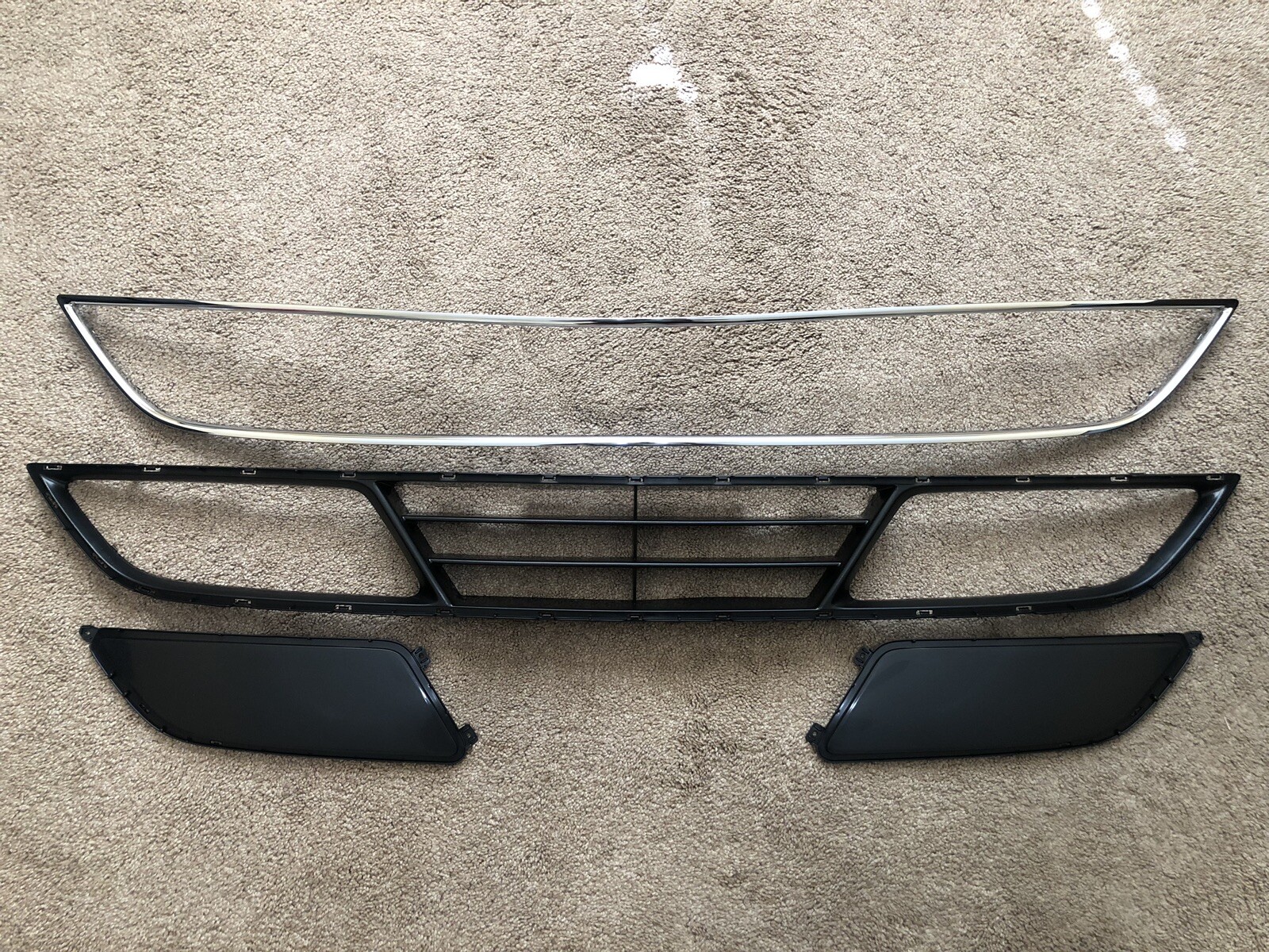 Front Bumper Lower Grille Bezels & Center Chrome Molding Genesis Sedan ...