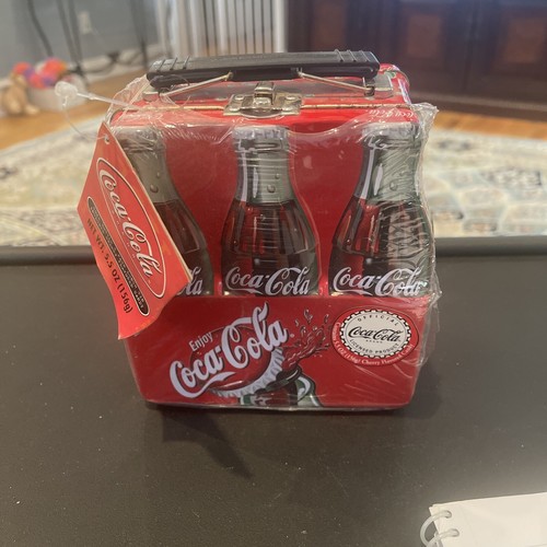 Vtg Coca-Cola Soda Coke 6 Pk Metal 6" Mini Lunch Box Tin w/ Handle New ...