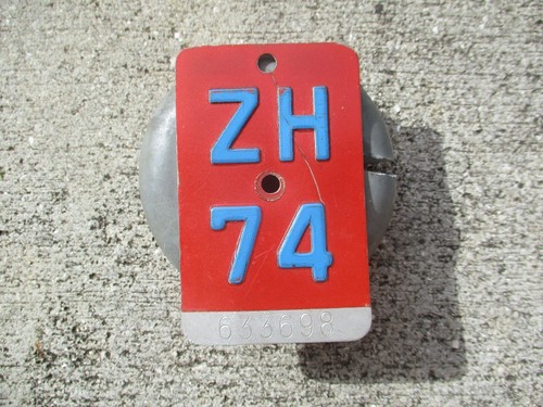 Swiss 1974 Zurich Bicycle license plate # 633698 | eBay