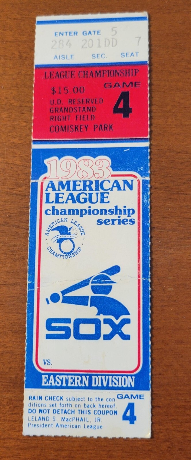 1983 American League Championship Series Game 4 Ticket Chi White Sox ...
