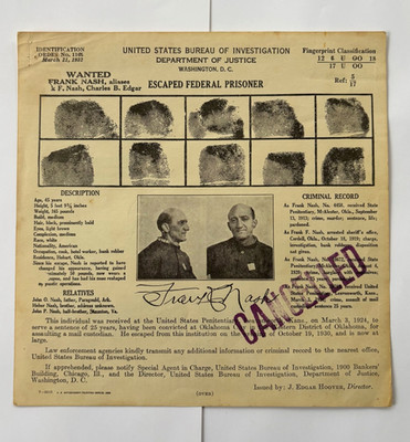 1932 FBI Frank Nash Wanted Poster | eBay