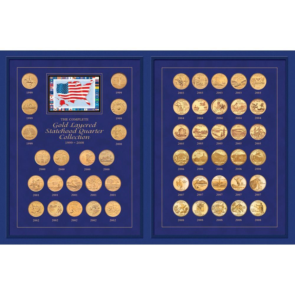 NEW The Complete Gold-Layered Statehood Quarter Collection 1999-2008 ...