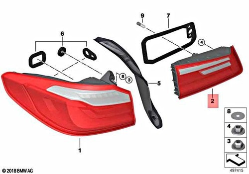 Genuine BMW G30 G38 Sedan Rear Light In Trunk Lid Right OEM 63217376474 ...