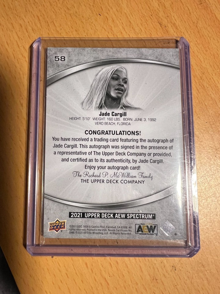2021 Upper Deck AEW Spectrum Jade Cargill Rookie Autograph Rare SP WWE ...
