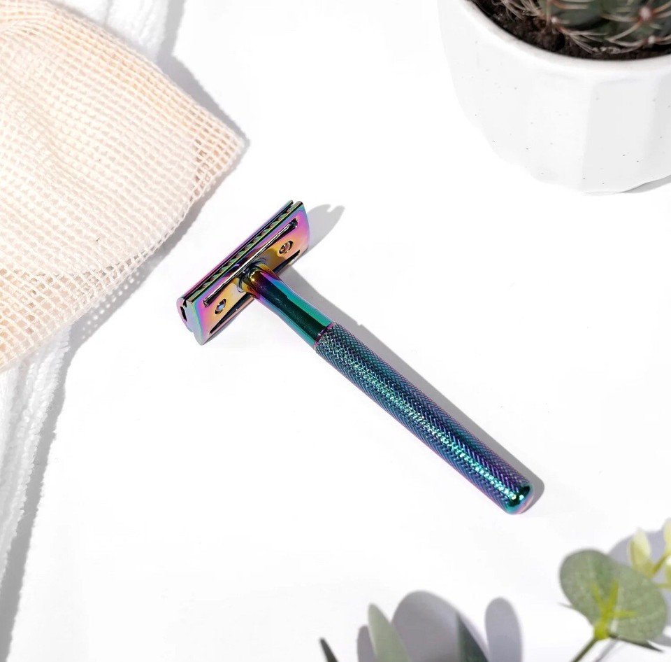 Neon Rainbow Double Edge Safety Razor for Women Lady W 10 blades ...