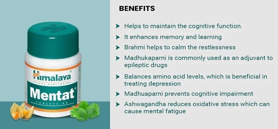 Mentat Herbal Tablets Himalaya Enhances Memory Very Fast Free Delivery ...