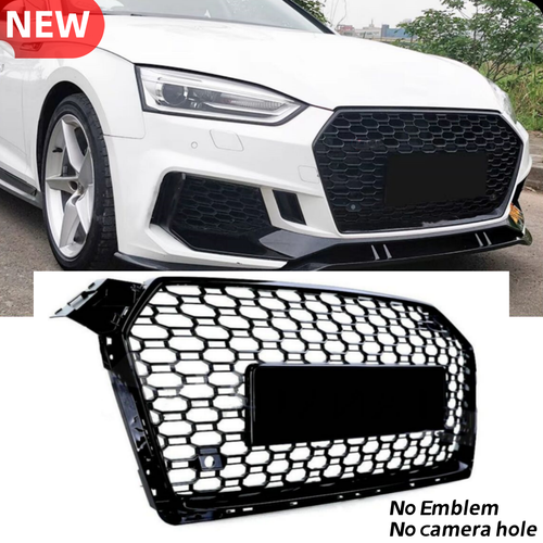 Fit For 2018 2019 Audi A5 B9 Gloss Black Honeycomb Upper Grille Grill ...