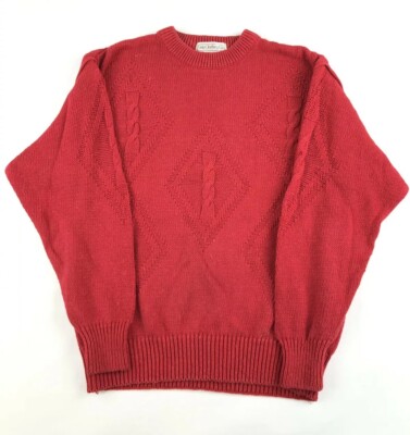 Vintage 80s GAP Clothing Co Men's Medium Red Geometric Cable Knit ...