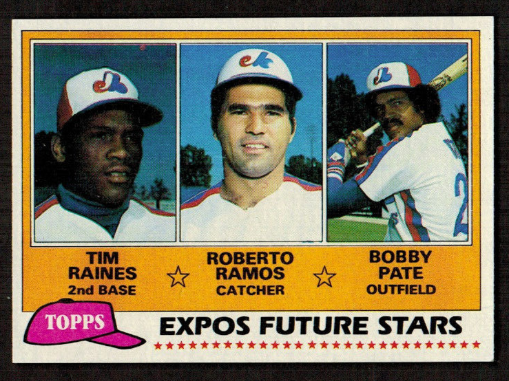1981 Topps #479 Roberto Ramos RC / Bobby Pate RC / Tim Raines RC ROOKIE ...