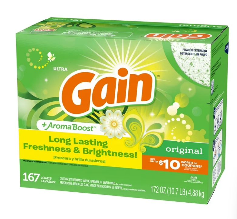 2 Boxes Gain Powder Laundry Detergent, Original Scent, 172 oz, 167 ...