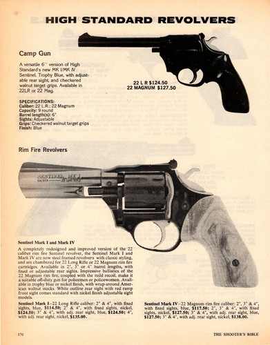 1978 Print Ad High Hi Standard Sentinel MK I IV 6" Rim Fire & Camp Gun ...