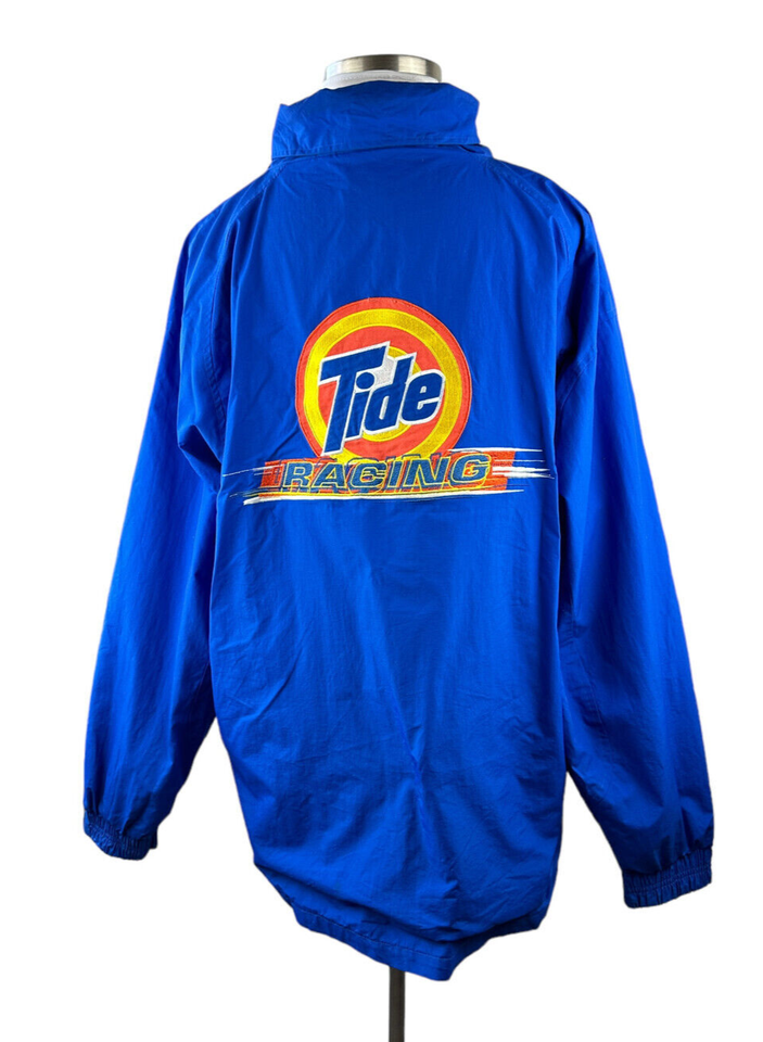 Tide Downy Jacket Blue Nylon Embroidered Full Zip Shell Windbreaker Men ...