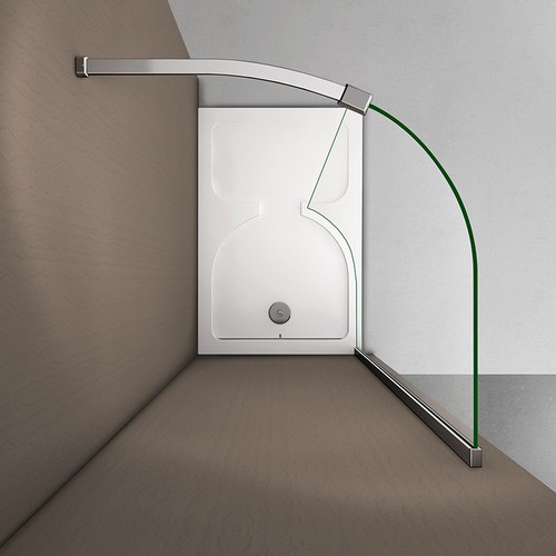 Aica 1200 x 800mm Walk In Shower Enclosure Curved Shower Screen +Stone ...
