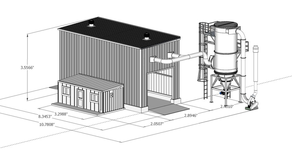 HO Scale Truck Shed-Office-Cyclone Kit for Grain Elevator Structures 1: ...