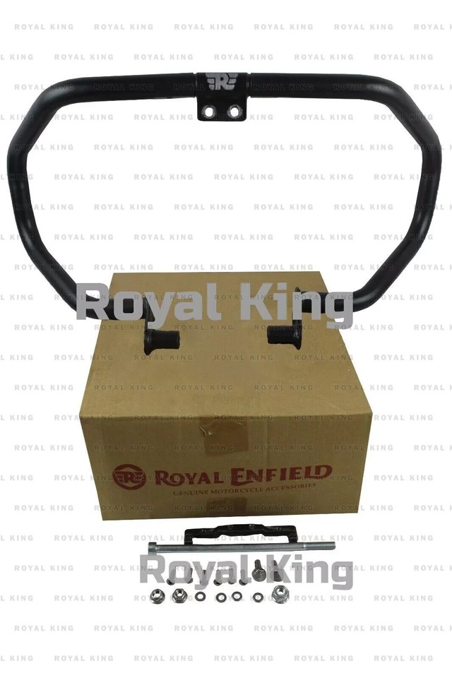 Black "Large Engine Guard & Silver Sump guard For Royal Enfield Hunter ...