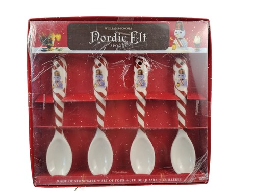 Williams Sonoma Nordic Elf Spoons Set of 4 Snowman Red Stripes ...