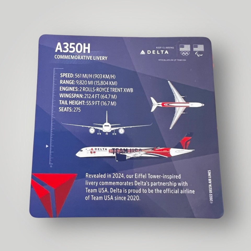 Delta Air Lines Team USA Paris Olympic Edition Trading Cards 2024 A350 ...