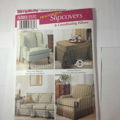 Simplicity 5383 Traditional Slipcovers & Pillows SEWING PATTERN ottoman ...