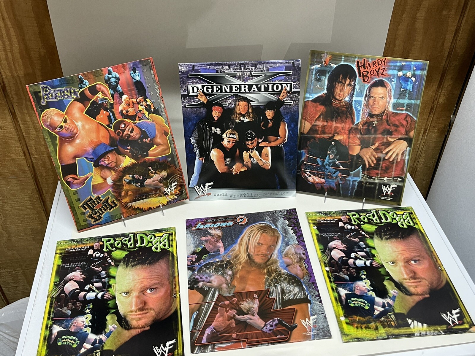 WWF Wrestling 2-Pocket Folder Lot Of 6 Hardy Boyz DX Rikishi Jerico ...