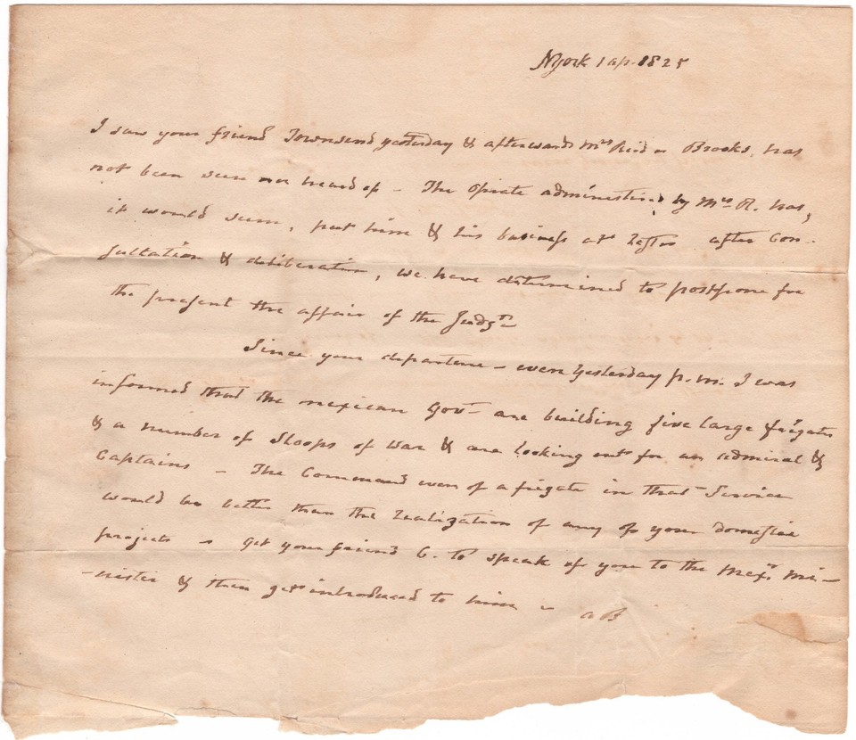Aaron Burr - Letter Signed - Recommends US Flag Designer to Mexican ...