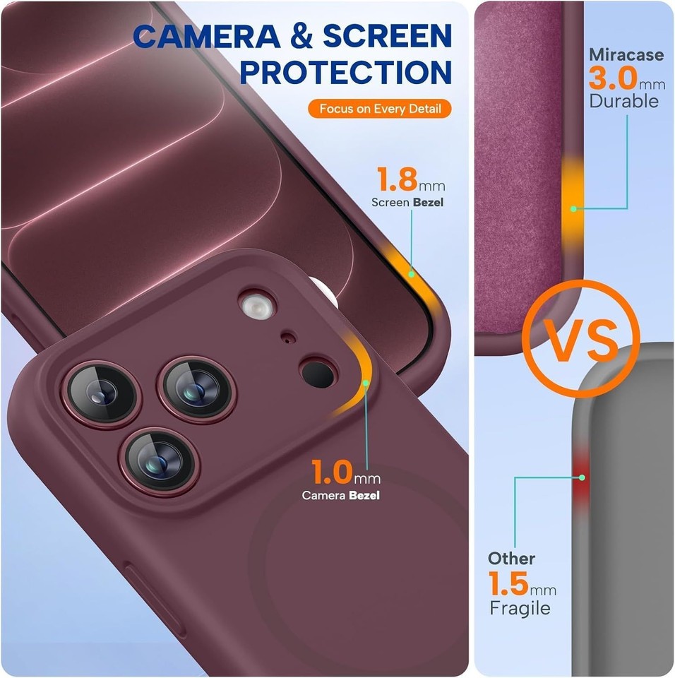 Magnetic & Silicone Case for iPhone 18 Pro Max, Burgundy | eBay UK