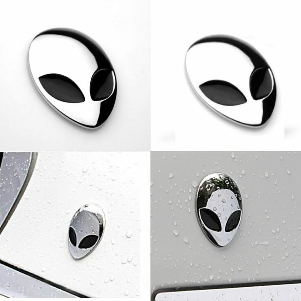 2 Pack Metal 3D Alienware Alien Head Car Auto Logo Sticker Badge Emblem ...
