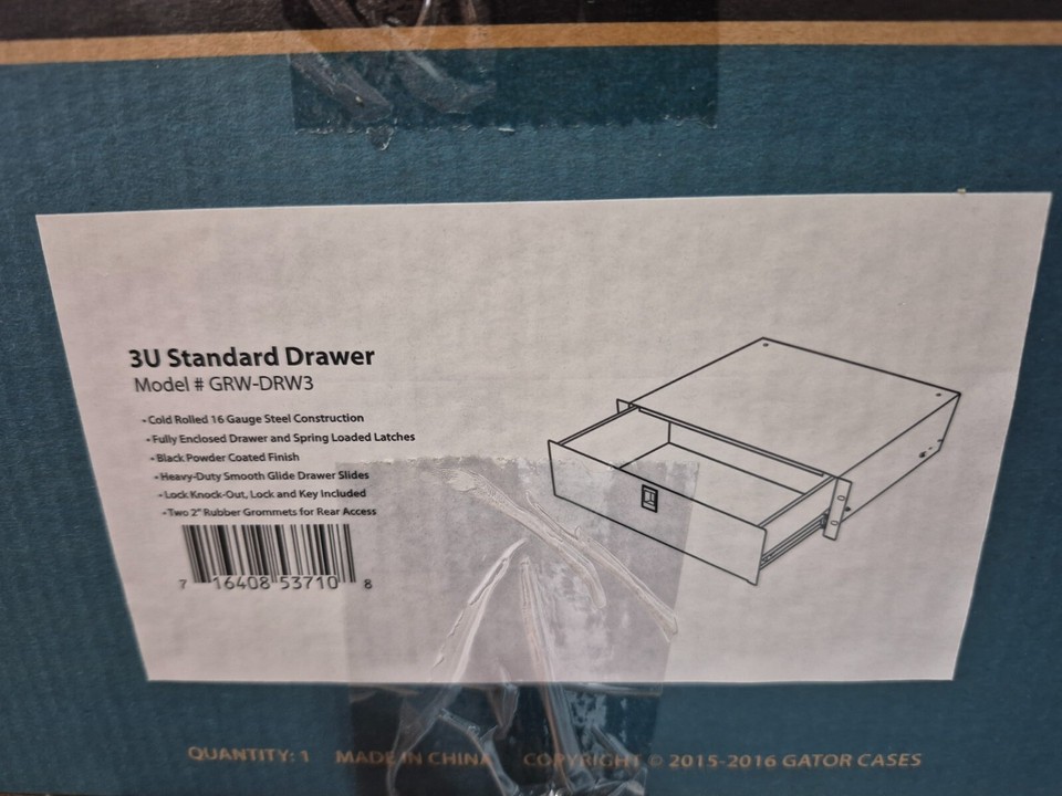 Gator Rackworks Standard 3U Rack Mount Drawer with Lock GRW-DRW3 - New ...