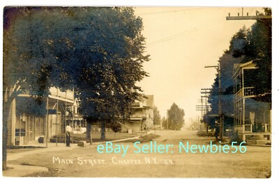 Chaffee NY - STORE FRONTS ON MAIN STREET - RPPC Postcard Erie County | eBay