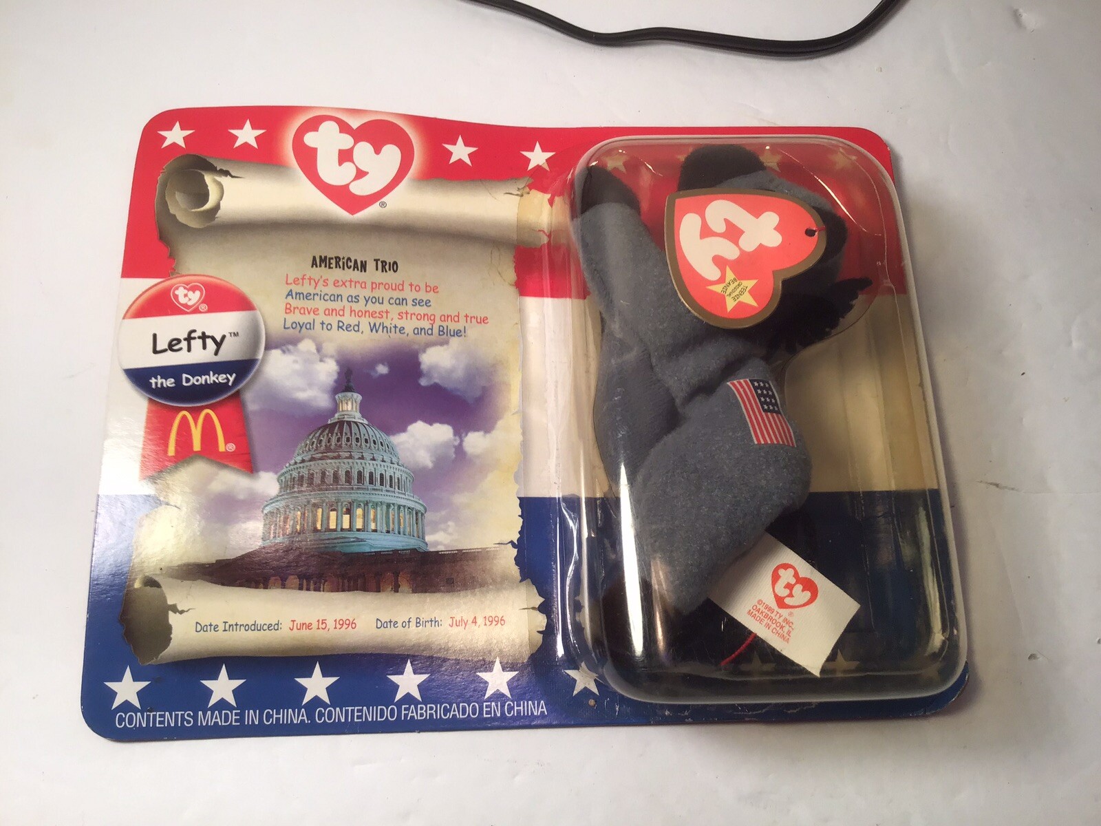 McDonalds Lefty the Donkey Democrat Donkey Plush Left TY Beanie Baby ...