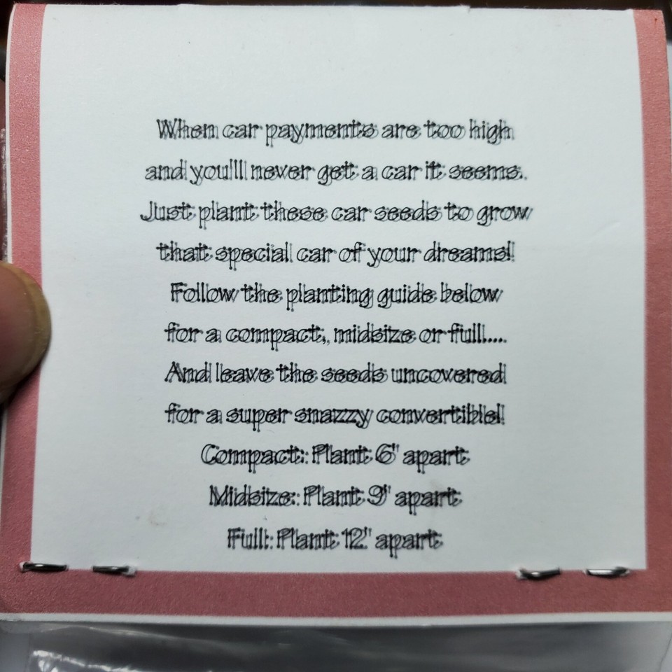 CAR SEEDS GROW YOUR OWN CAR-Hilarious Gag Gift-Stocking Stuffer-Car ...