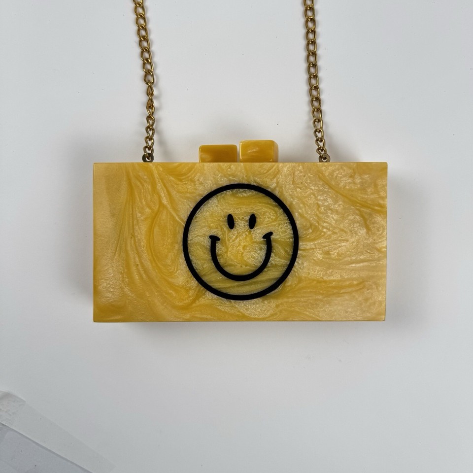 LULU Women's Yellow Smiley Face Crossbody Acrylic Purse Handbag ...