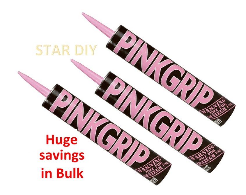 Everbuild PINKGRIP Pink Grip Adhesive 350ml - 3 Tubes 5029347601690 ...