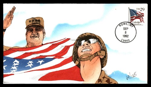 Mayfairstamps US FDC 1992 Geerlings Patriotic Flag Hand Painted First ...