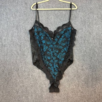 Vintage Woolite Lace Bodysuit Black Teal 3XL 22/24 Made USA | eBay
