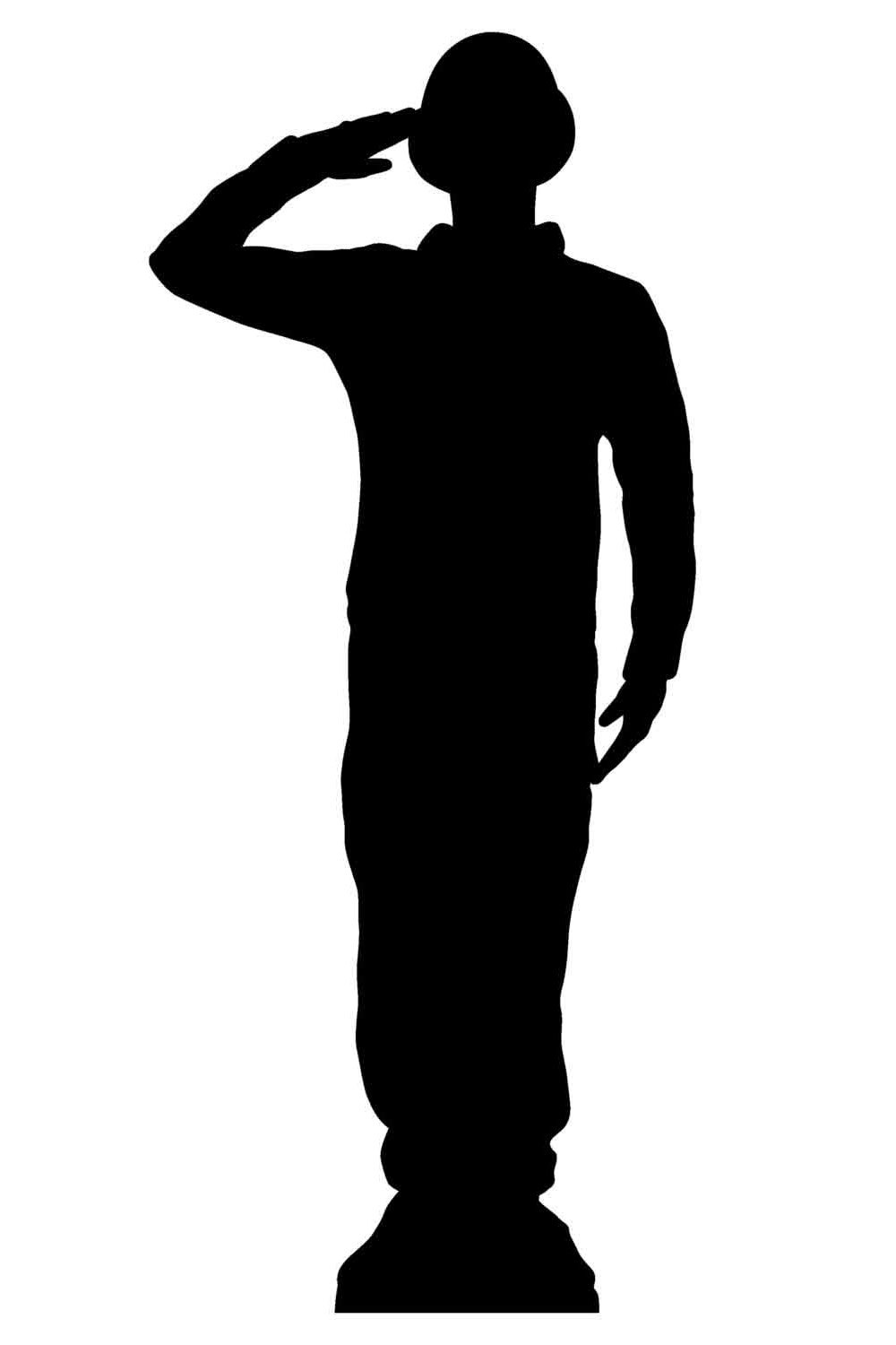 Saluting Wartime Soldier Silhouette Lifesize Cardboard Cutout / Standee ...