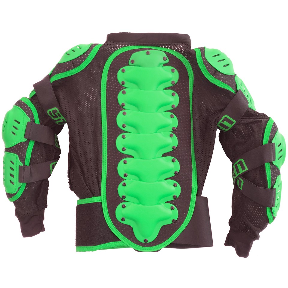 KIDS STERN MOTOCROSS BODY ARMOUR PROTECTION GREEN bionic suit jacket ...
